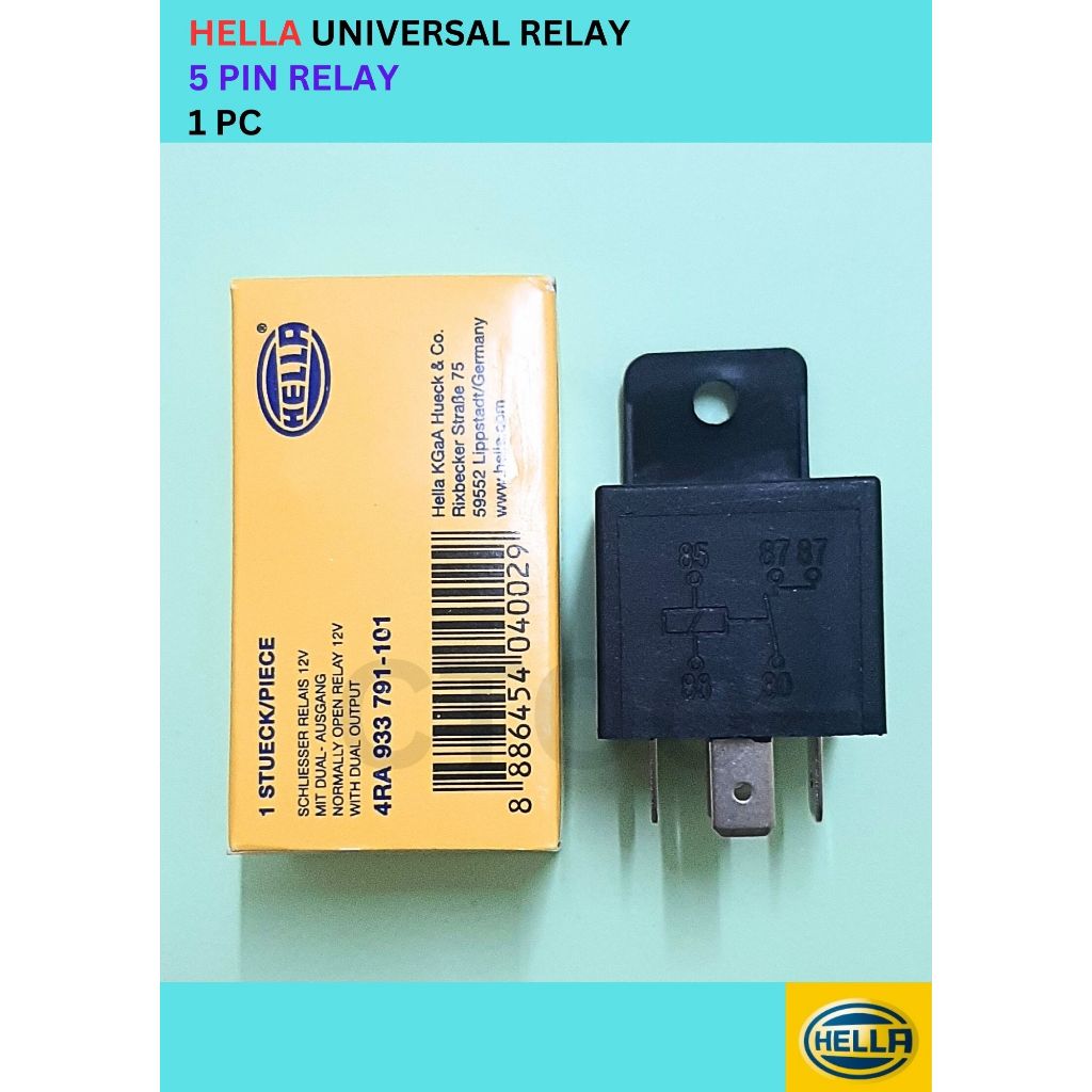 100% GENUINE HELLA Universal Automotive Relay 12V 30A 5 Pin Relay ...