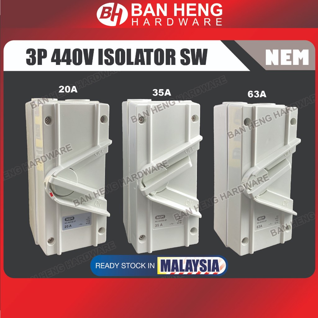 IP56 NEM ISOLATOR / 3 POLE WEATHER-PROTECTED 440VAC 20A, 35A, 60A ...