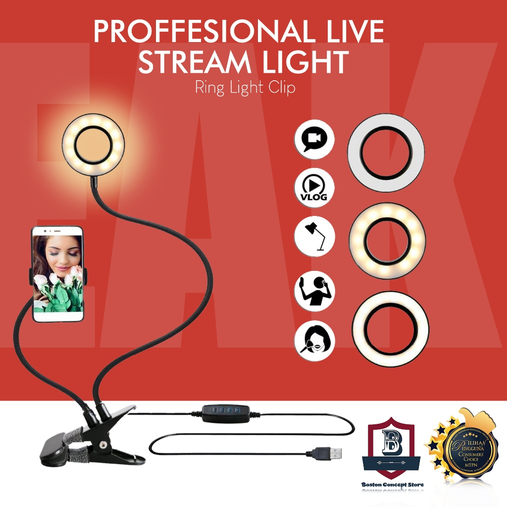 BOSTON Professional Live Stream Light / Lampu Untuk Buat Live Online ...