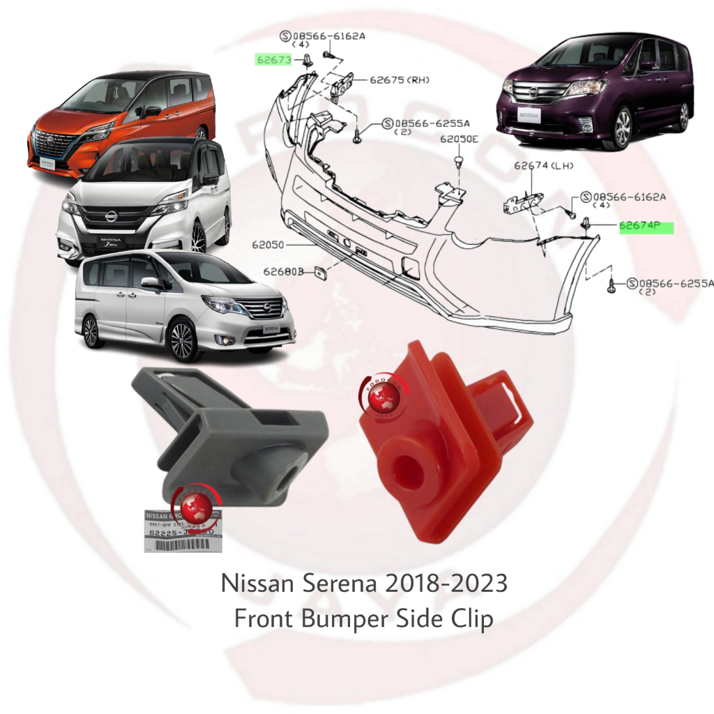 Nissan Serena 2018-2023 C26 C27 Front Bumper Side Clip C26 C27L C27L FL ...