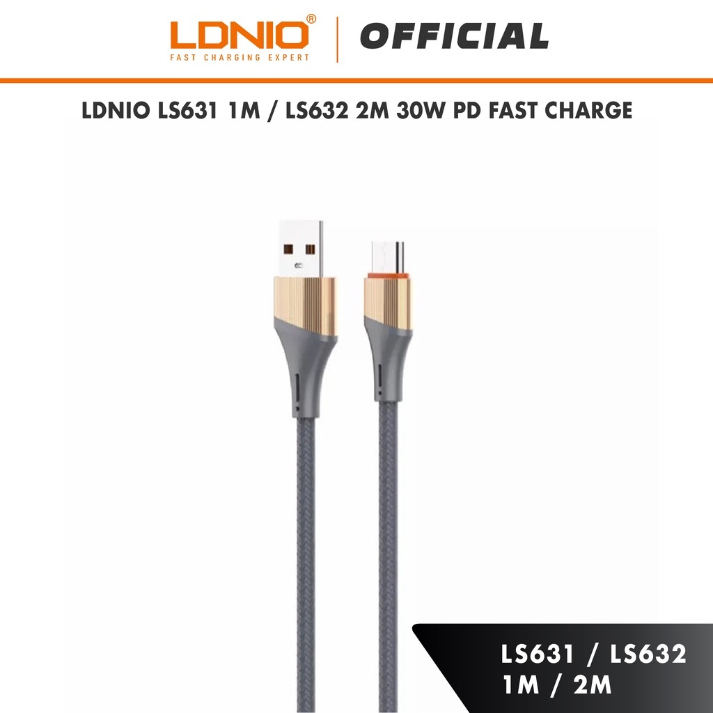 LDNIO LS631 1M / LS632 2M 30W PD Fast Charge Data Cable Aluminium Alloy ...