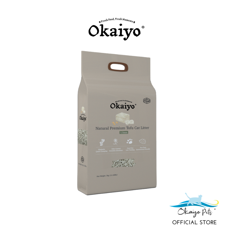 Okaiyo® Natural Premium Tofu Cat Litter (1.5mm) 5kg / 2.5kg x 6 bags | Shopee Malaysia