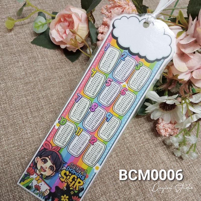 12 Design Penanda Buku Sifir Darab | Bookmark Ciphers Multiplication ...