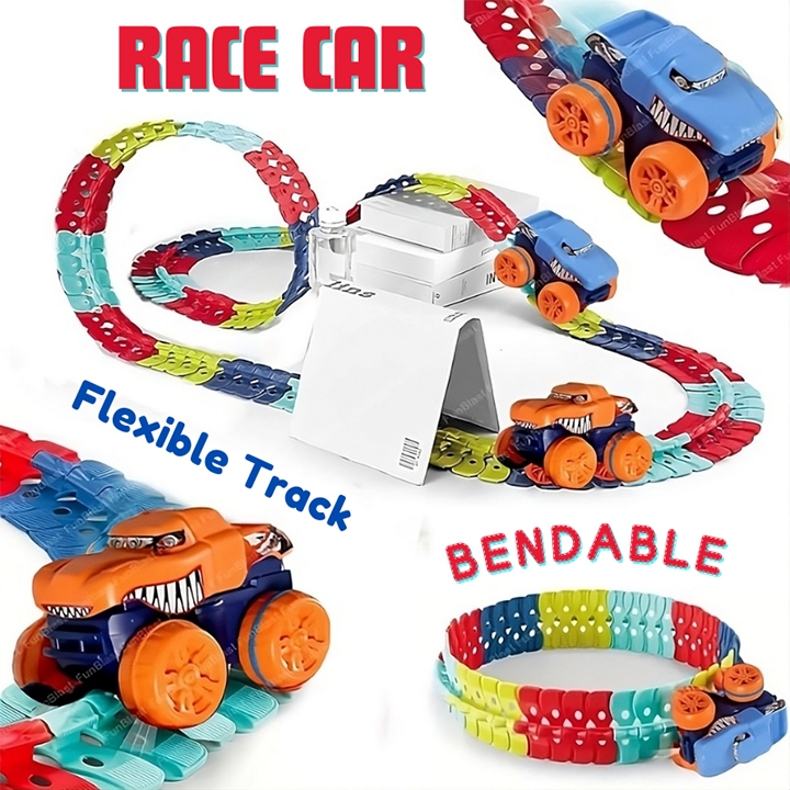 Track Car Toys Race Car Flexible Bendable Track Educational Toys ...
