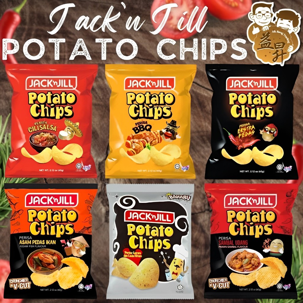 1 pack x 60gm - Jack'n Jill Potato Chips [Salsa Chilli/Barbecue/Extra ...