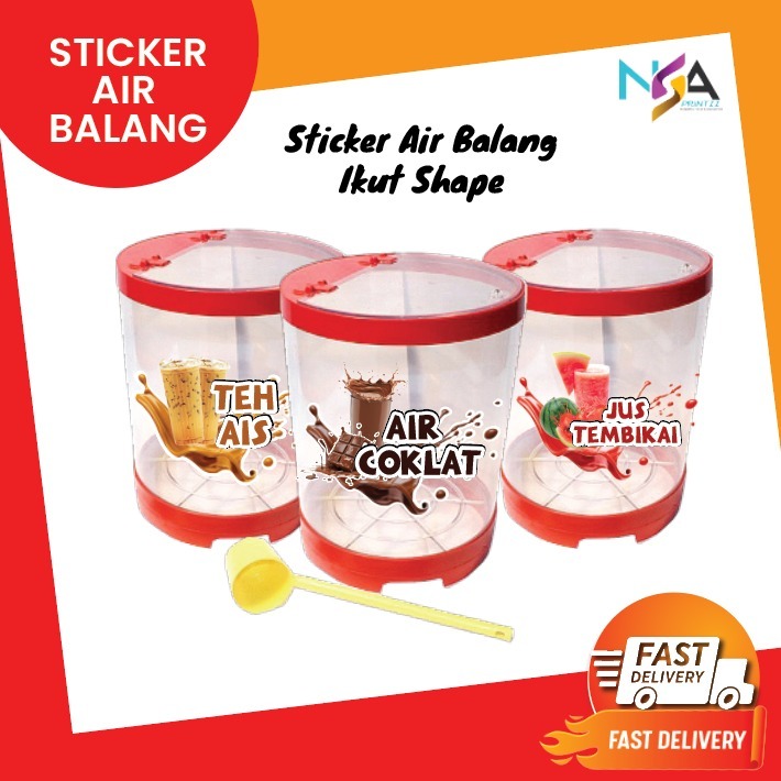 Sticker Kalis Air Balang Stiker Transparent Air Milo Lemon Teh Ais ...