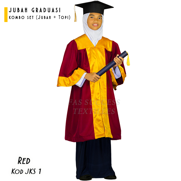 JUBAH KONVO GRADUASI MERAH FULL SATIN KUNING (GURU) | Shopee Malaysia