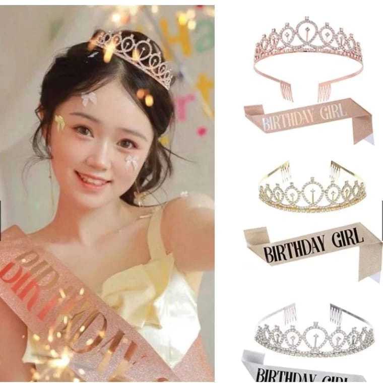 Birthday Sash Girl Princess Queen Sash & Crown Set Princess Ribbons ...