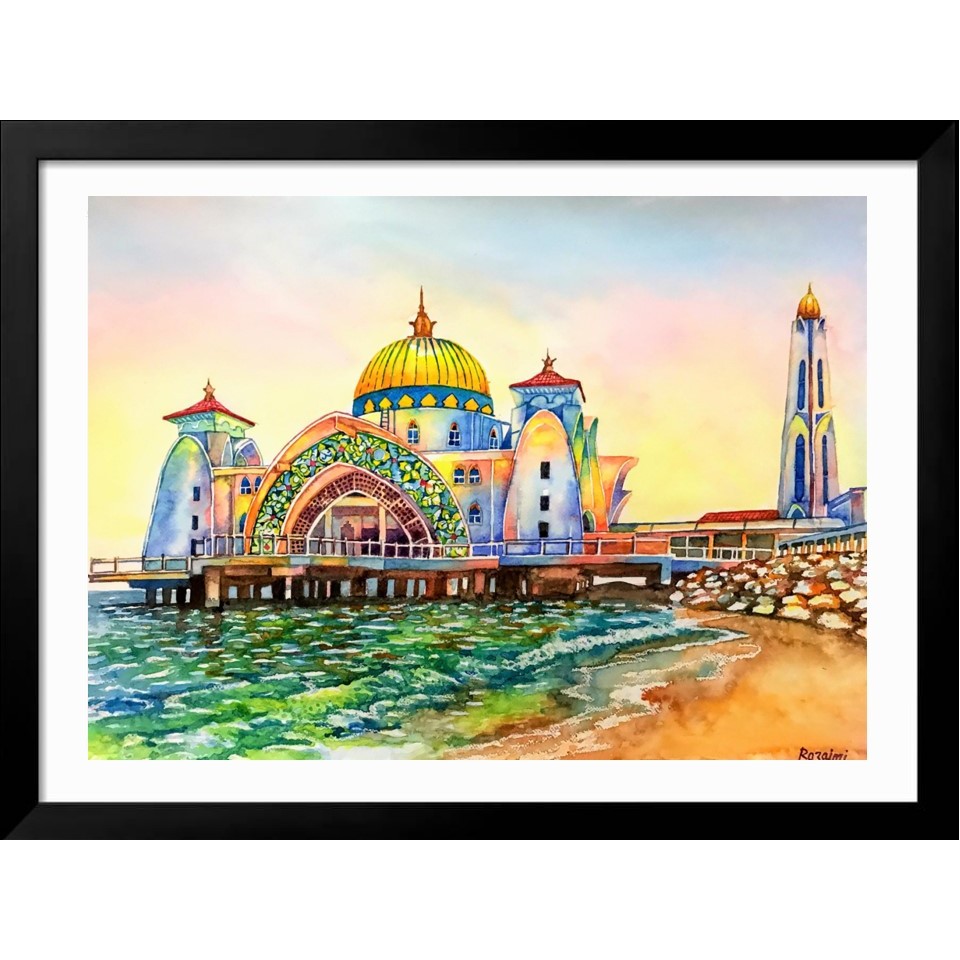 Art Print Painting of Masjid Selat Melaka | Shopee Malaysia