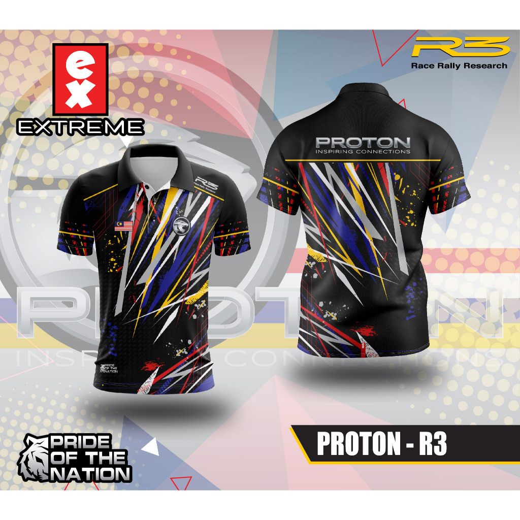 Proton Malaysia R3 Design Sublimation Collar Jersey | Shopee Malaysia