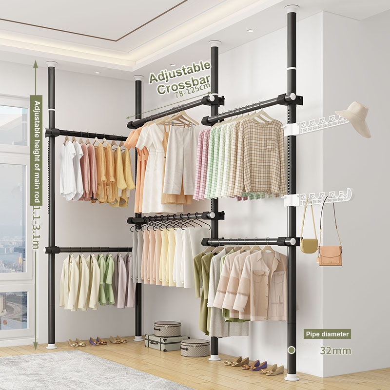 Ampaian baju Floor-Standing Clothes Rack Ceiling Telescopic Cloth ...