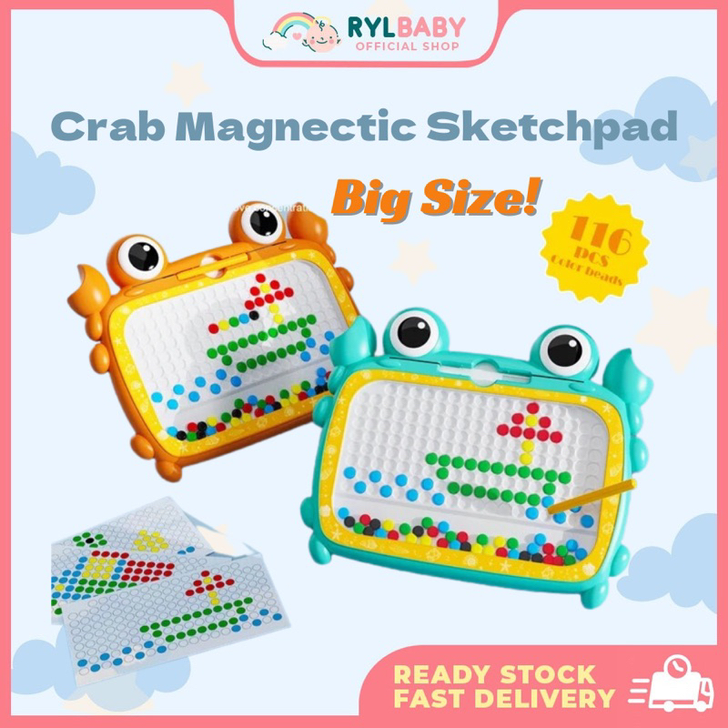 Crab Magnetic Educational Toddlers Toy Montessori Colorful Bean Pen ...
