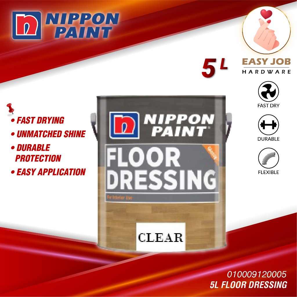 5L Nippon Paint Floor Dressing Varnish Clear Natural Gloss Shellac Cat ...