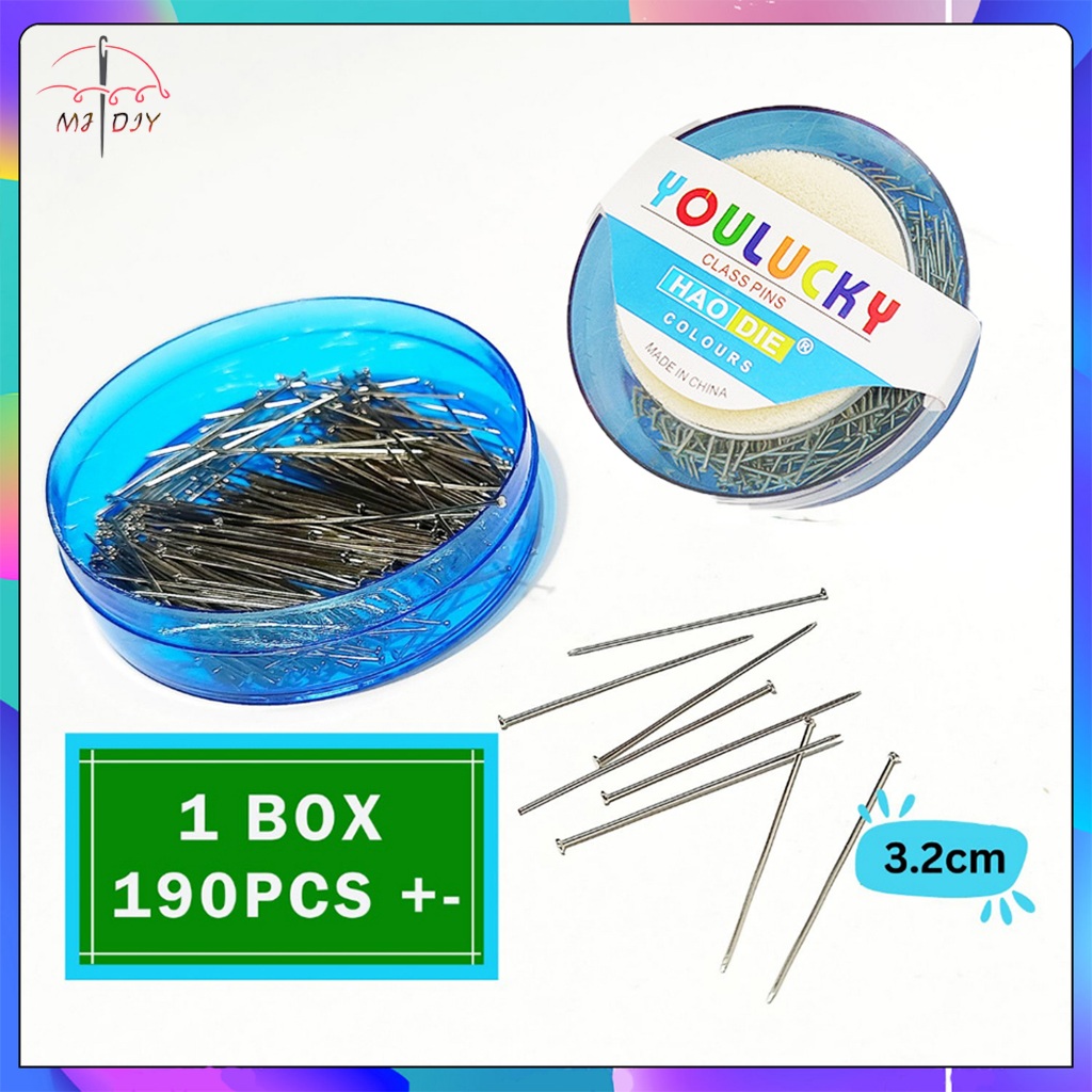 220pcs+- Jarum Peniti Needles Pin Length 32mm / Hard Steel Pin Cushion ...