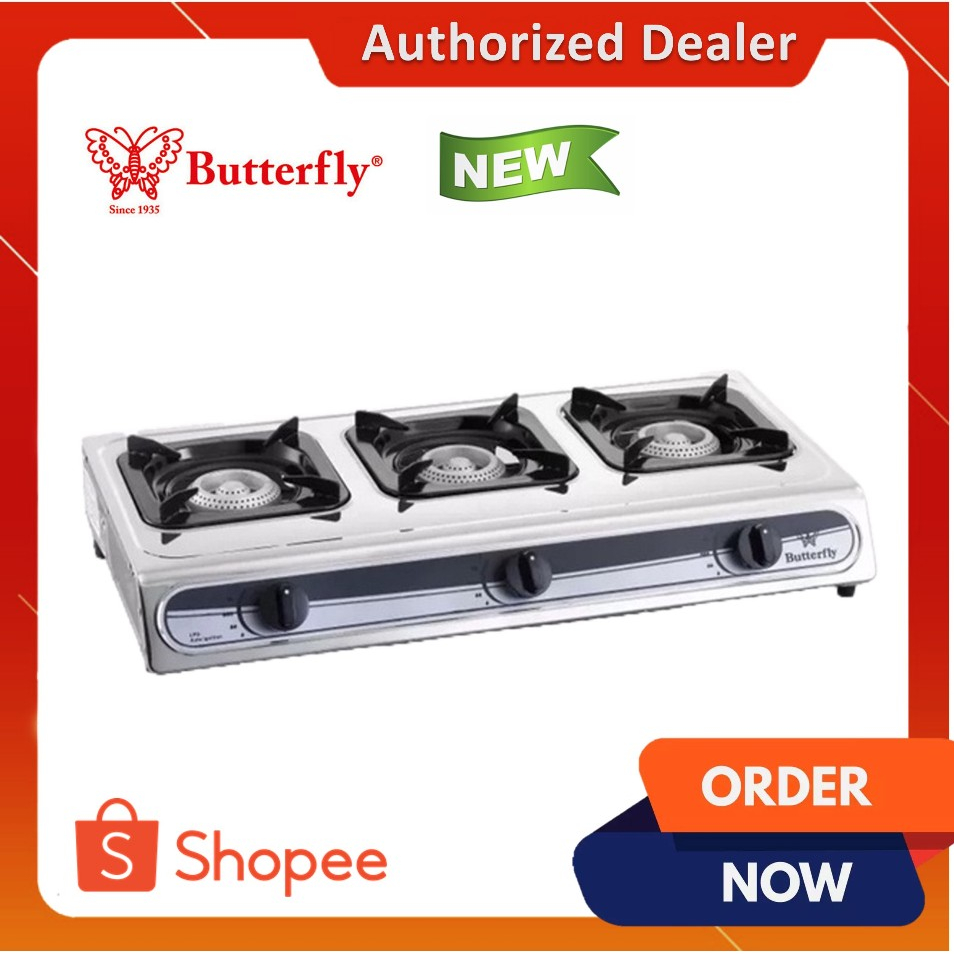 BUTTERFLY BGC-3011L TRIPLE GAS STOVE /DAPUR GAS 3 TUNGKU / Milux MSS ...