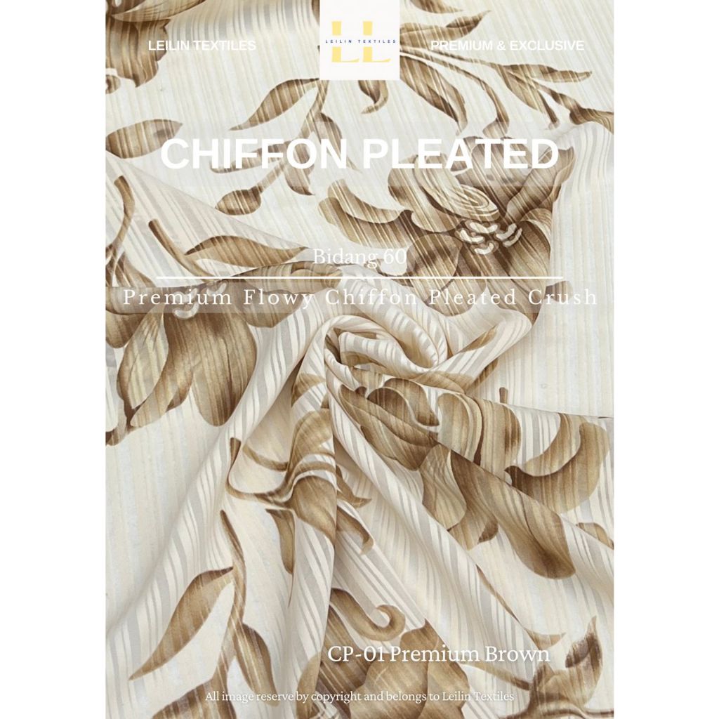 Kain Chiffon Pleated Crush Flowy Premium Chiffon Bidang 60" Open Meter (0.5m) LEILIN TEXTILES ...