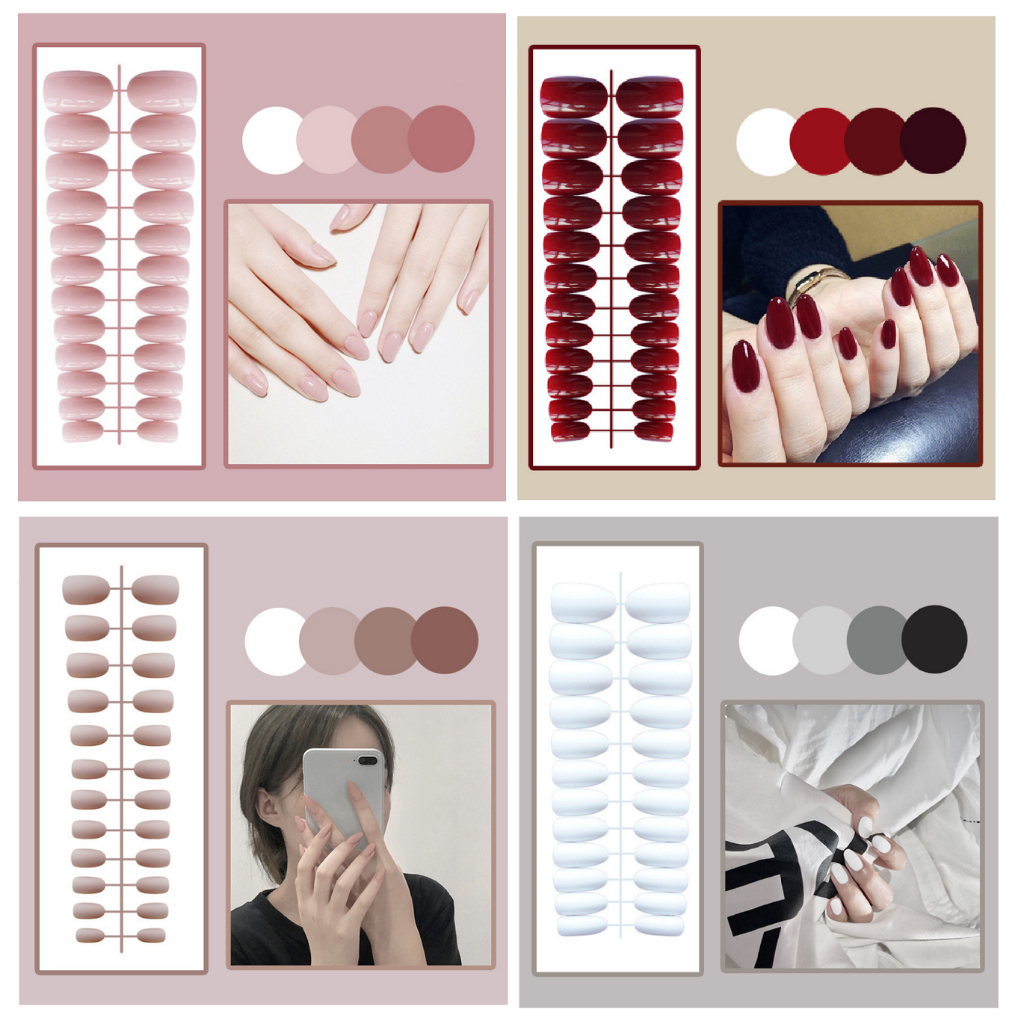 Fake Nails 24pcs nail fake nails natural fake nails long 美甲 假指甲 穿戴甲 ...