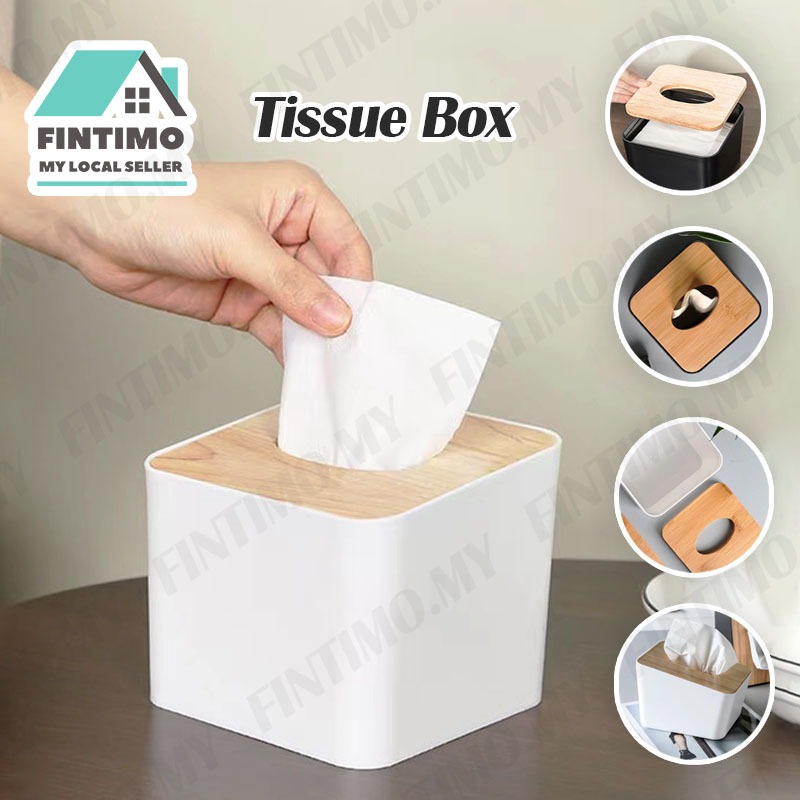 【MY】Wooden Tissue Holder Box Toilet Paper Dispenser Storage Modern ...
