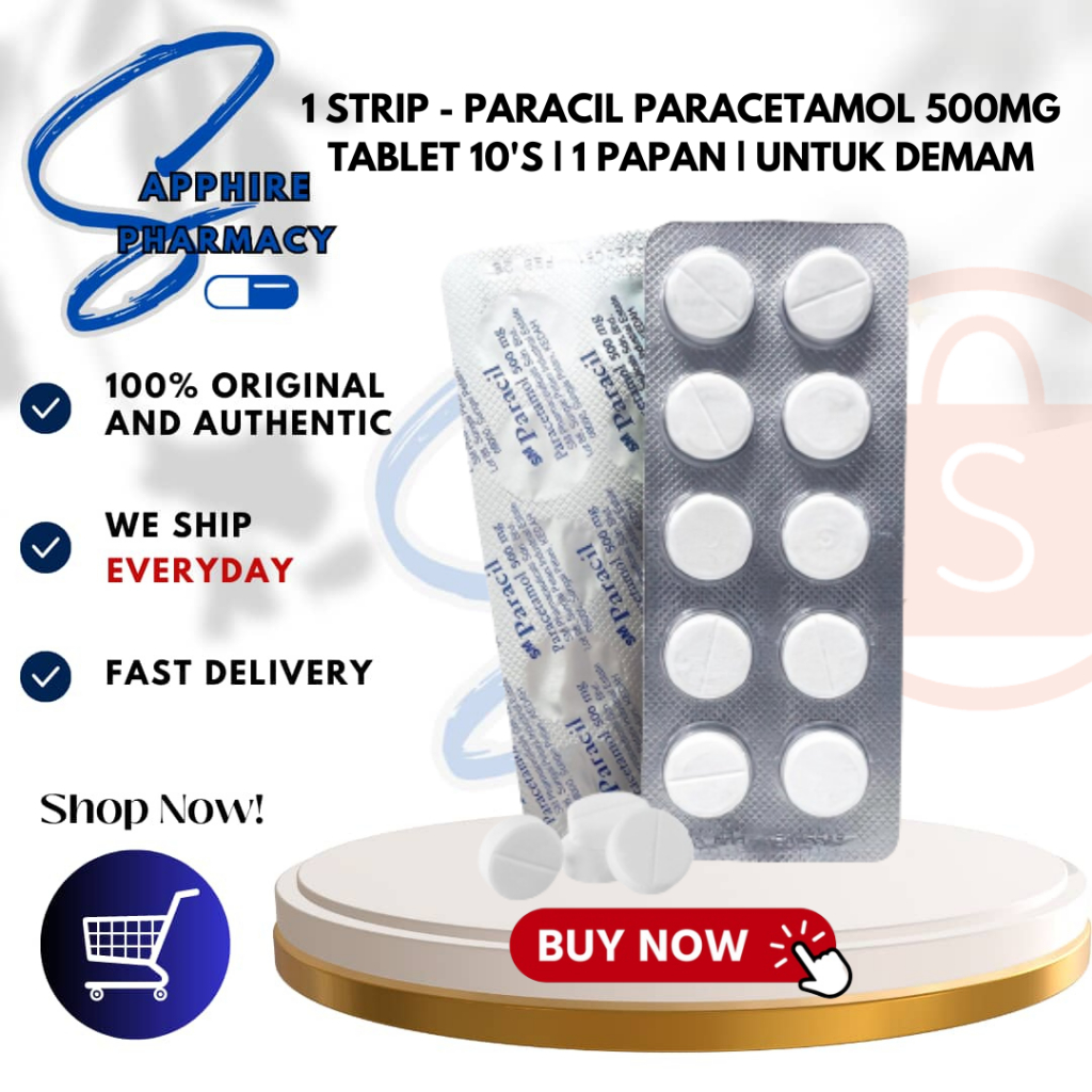 1 STRIP - PARACIL PARACETAMOL 500MG TABLET 10'S | 1 PAPAN | UNTUK DEMAM ...