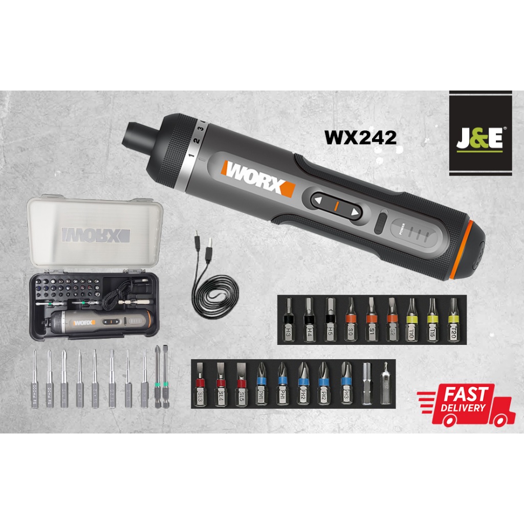 J&E NEW 2022 DRILL WORX WX242 DC 4V SCREWDRIVER RECHARGEABLE HAND DRILL CORDLESS POWER DRILL 320 ...