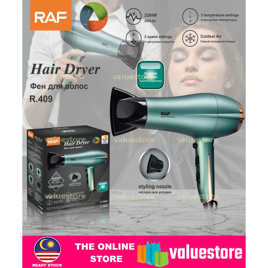 Hair Dryer (RAF / Former HAeger) - 2speeds Control, 3 Heat Settings (2200W) | Shopee Malaysia
