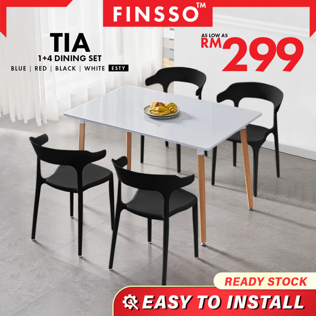 FINSSO : [120X60CM] TIA Meja Makan 4 kerusi Simple Dining Set /Mordern ...