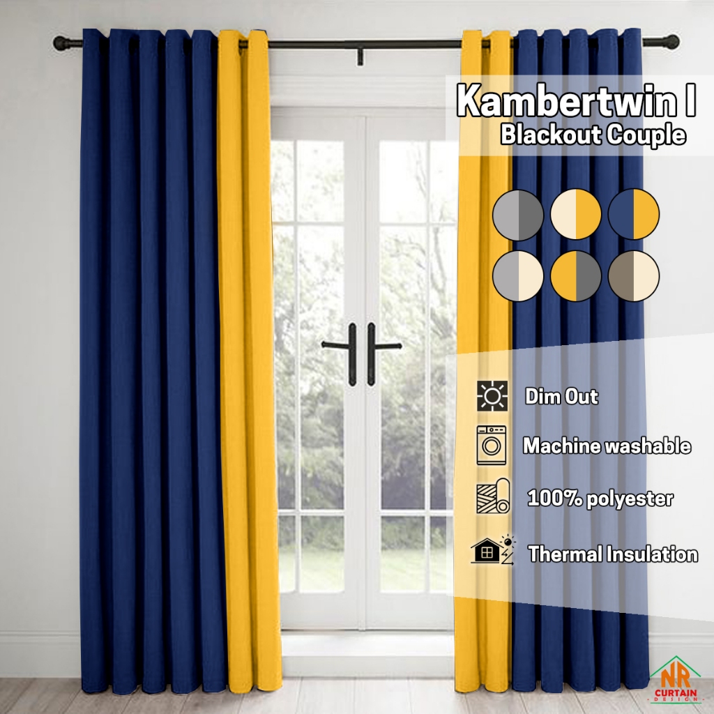Langsir Murah Kambertwin Lebar 200cm-400cm Kain Blackout Cangkuk & Ring ...