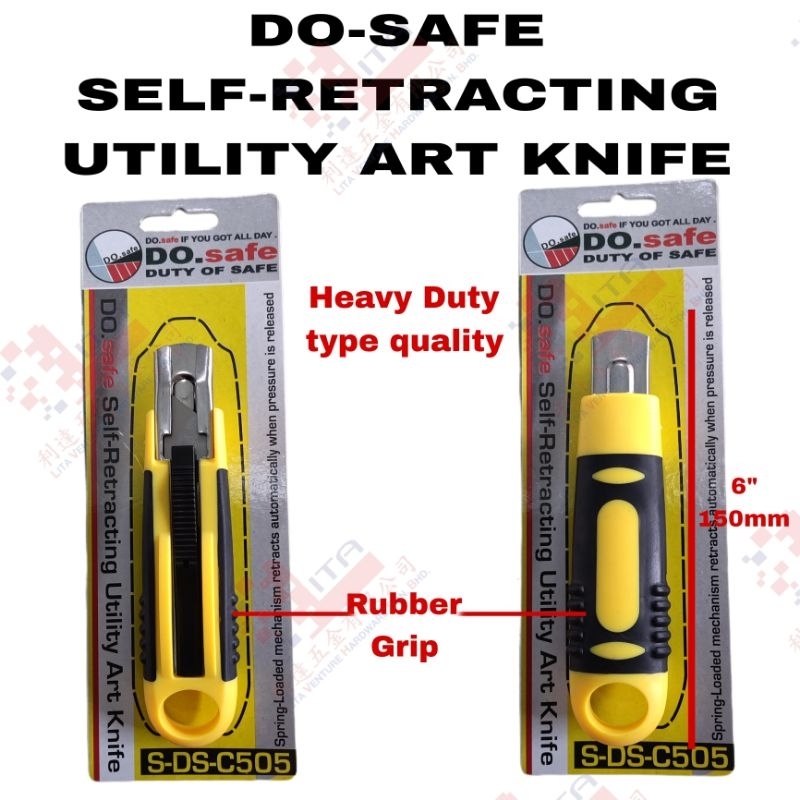 DO SAFE HEAVY DUTY SELF RETRACTING UTILITY ART KNIFE PEN KNIFE 6" 150MM ...