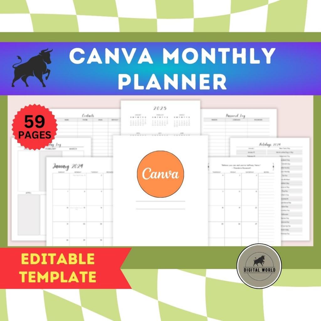 2024-2025 Canva Monthly Planner | Editable Canva Planner | Canva ...