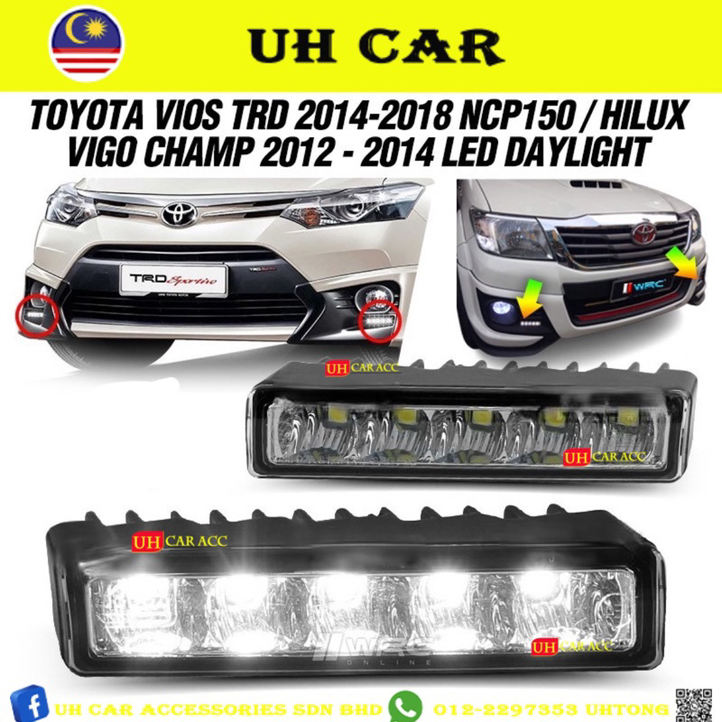 Toyota Vios Ncp150 2014-2017 Vigo Champ Front Skirting Led Daylight ...