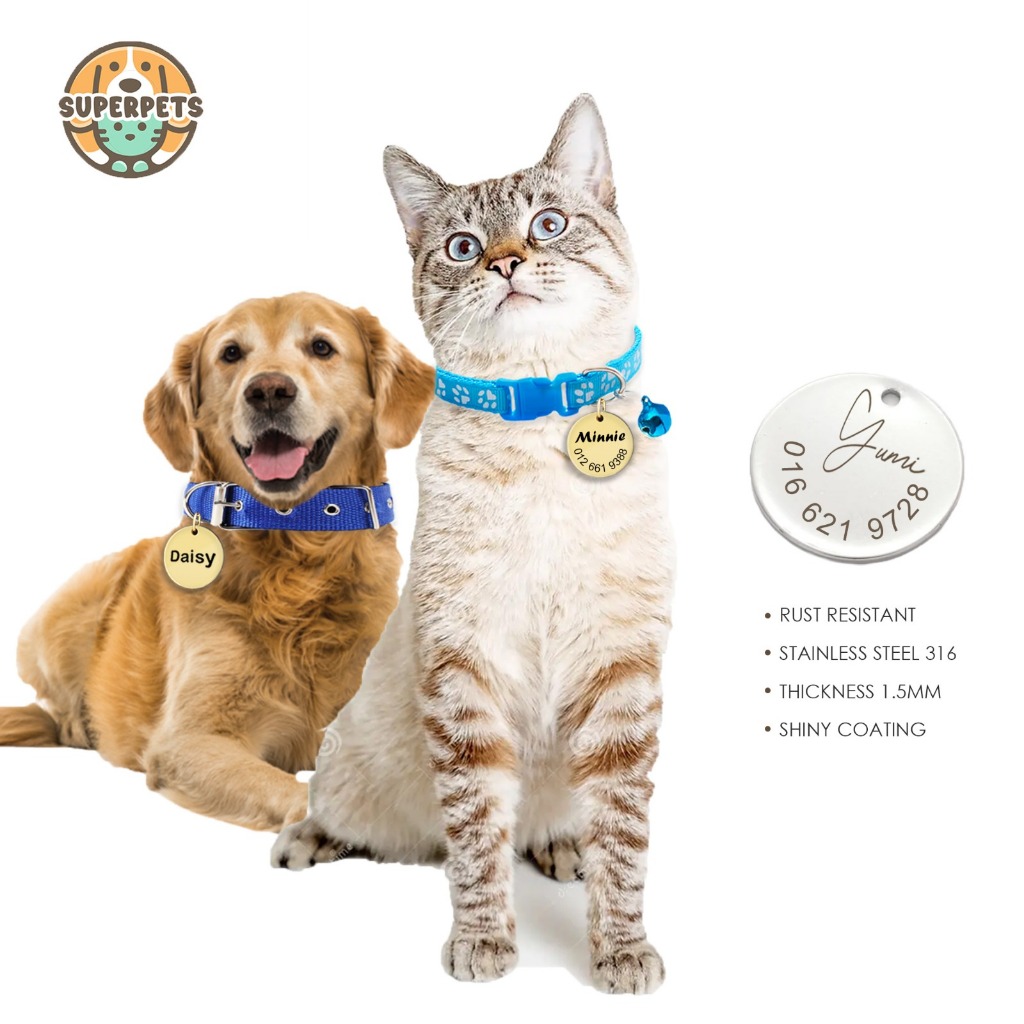 Custom name cat dog tag engrave tag pendant stainless steel ...