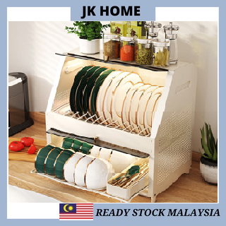 JK Home Rak Pinggan Mangkuk Bertutup Besi Seal Dish Rack with Door Dust ...