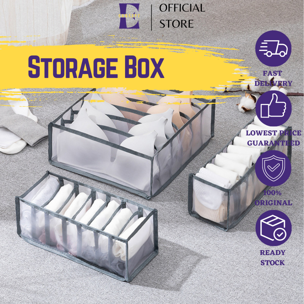 6/7/11 Grids Underwear Tudung Clothes Organiser Box Stackable Wardrobe ...