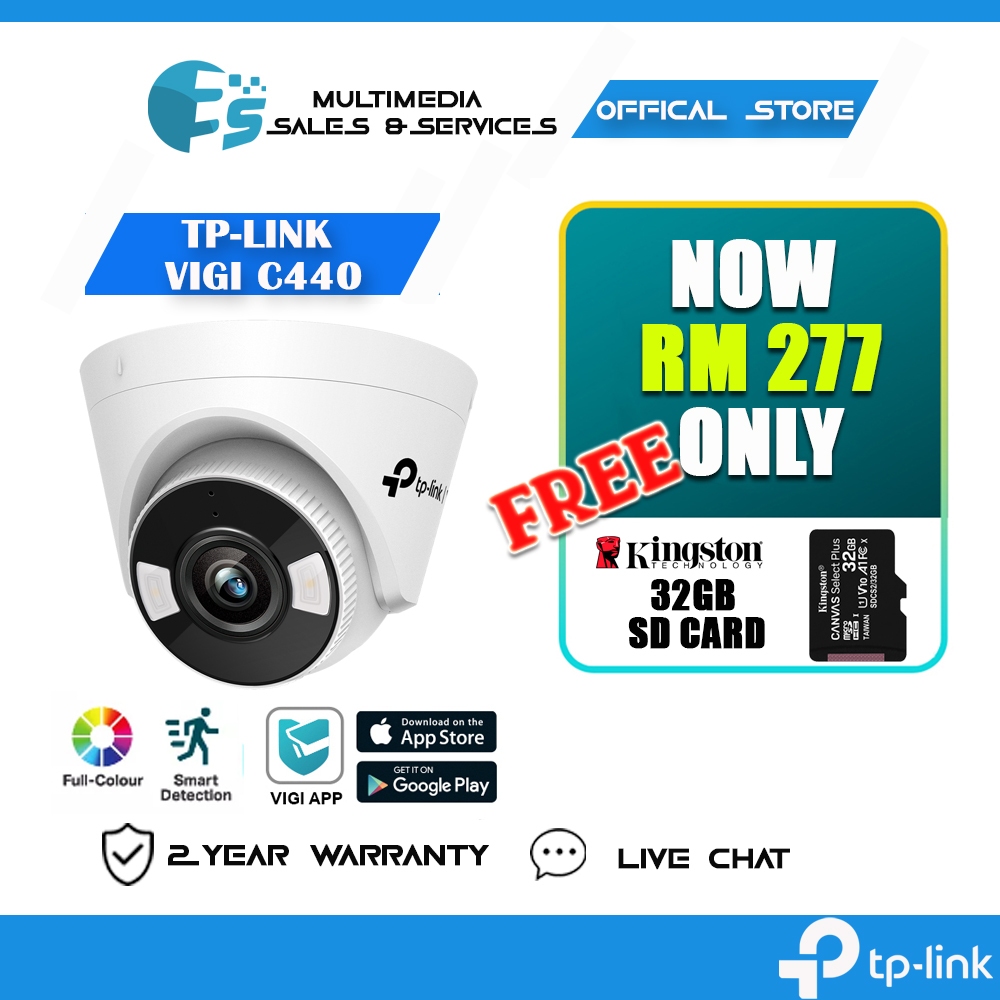 Tp-Link VIGI C440 VIGI 4MP Full-Color Turret Network Camera | Shopee ...