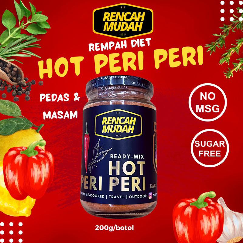 REMPAH PERAP HOT PERI PERI DIET RENCAHMUDAH BOTOL 200g | Shopee Malaysia