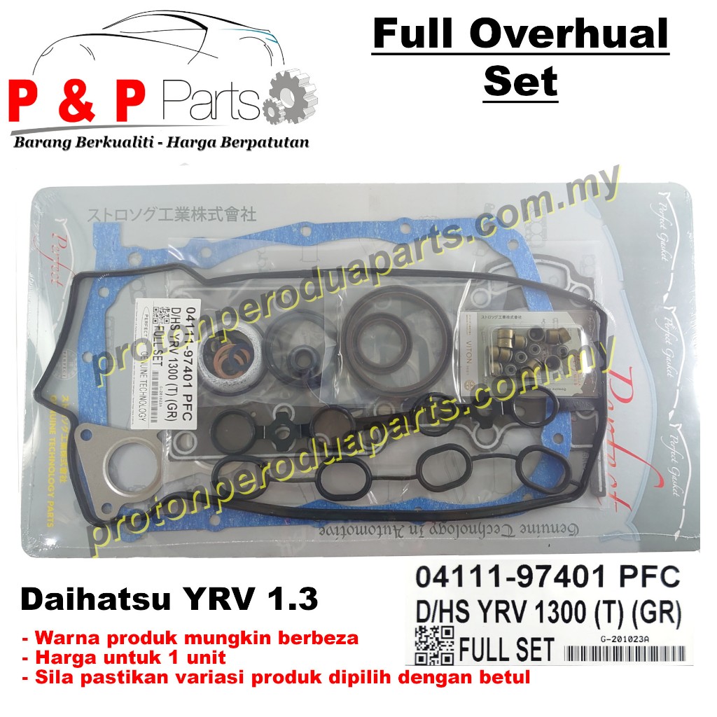 FULL Overhaul Gasket Set Engine - Daihatsu YRV 1.3 K3-VET Perodua ...