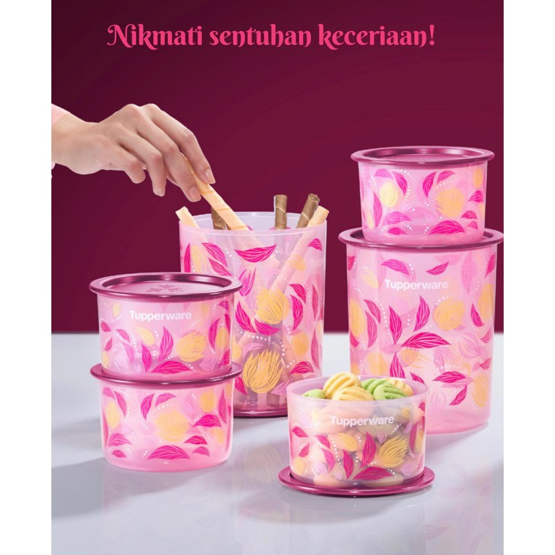 Tupperware Petalz One Touch Topper Junior 600ml/ Canister 2.0L/ Bekas kedap udara/ Airtight ...
