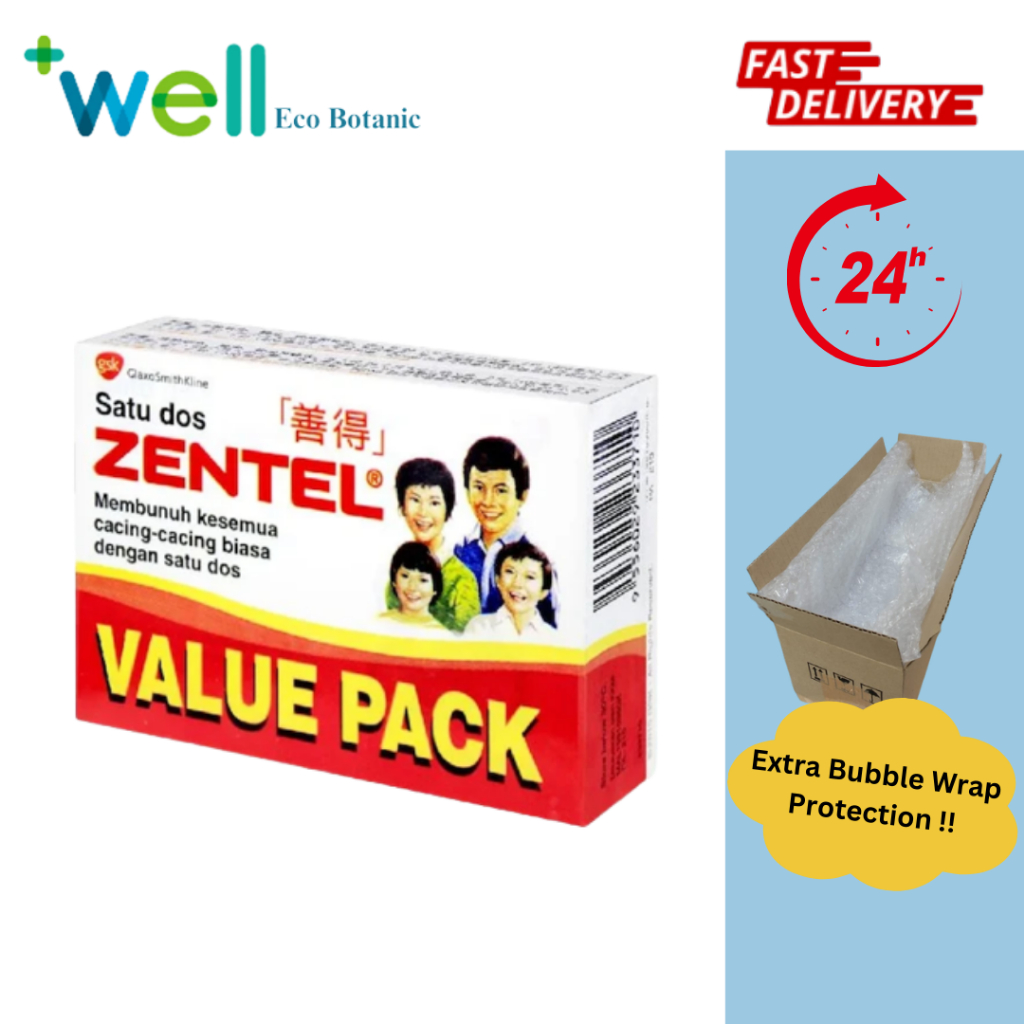 Zentel 200mg Tablet 4 tablets ---- ubat cacing, deworming tablet ...