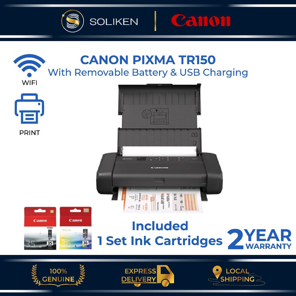 Canon PIXMA TR150 (With Removable Battery) Wireless Mobile Printer with ...