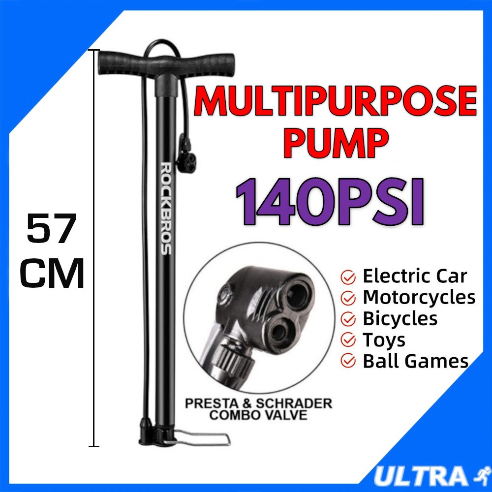 Air Hand Pump Portable Bicycle Ball Buoy Tire Inflator High Pressure ...
