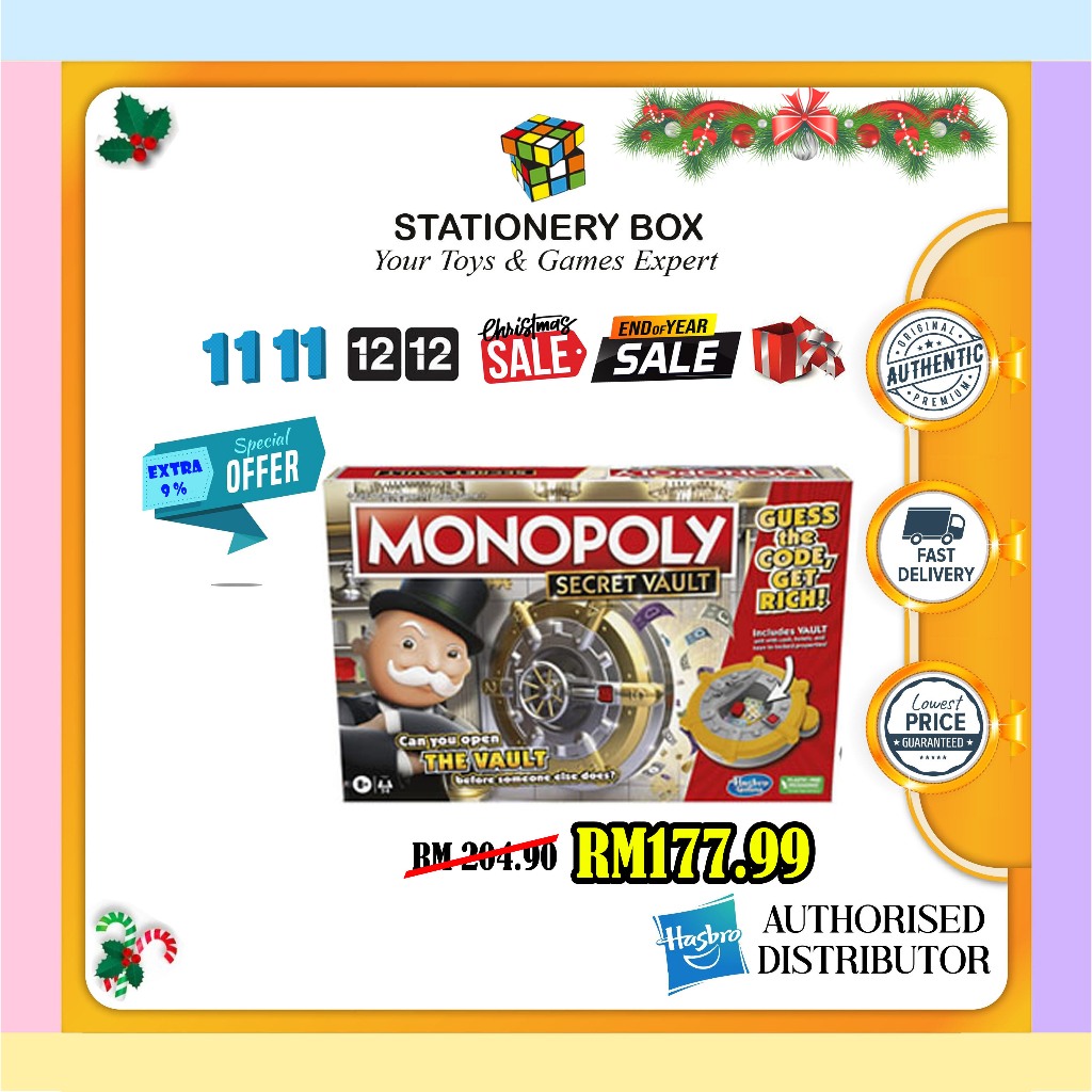 ORIGINAL - Hasbro Monopoly Secret Vault Board Game for Kids Ages 8+, 2 ...