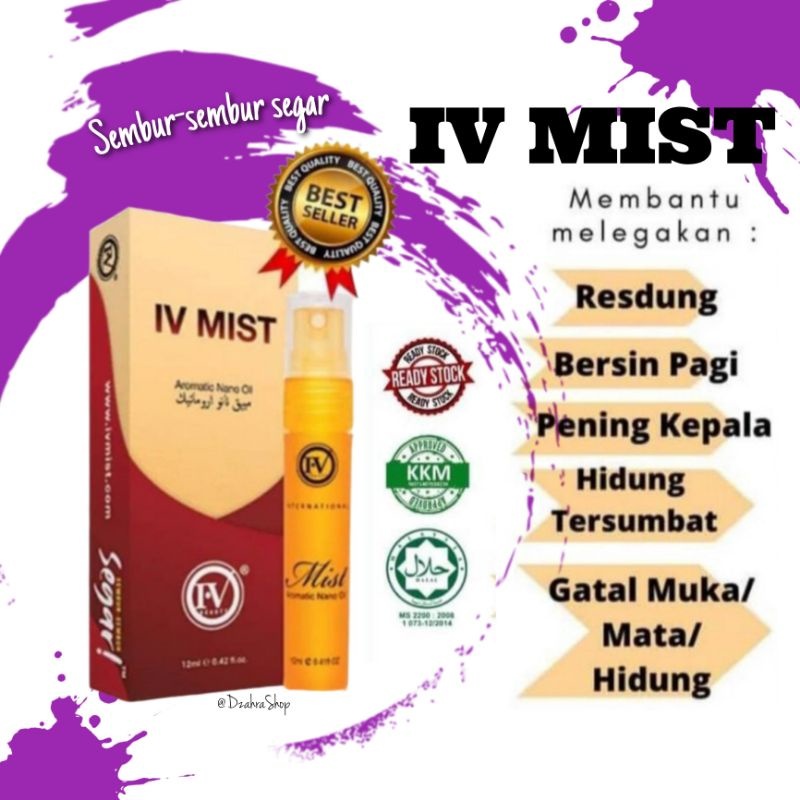 🔥IV MIST ORIGINAL🔥 Minyak Angin Aromatherapy RAWAT RESDUNG GATAL MATA DAN HIDUNG IV MIST ...