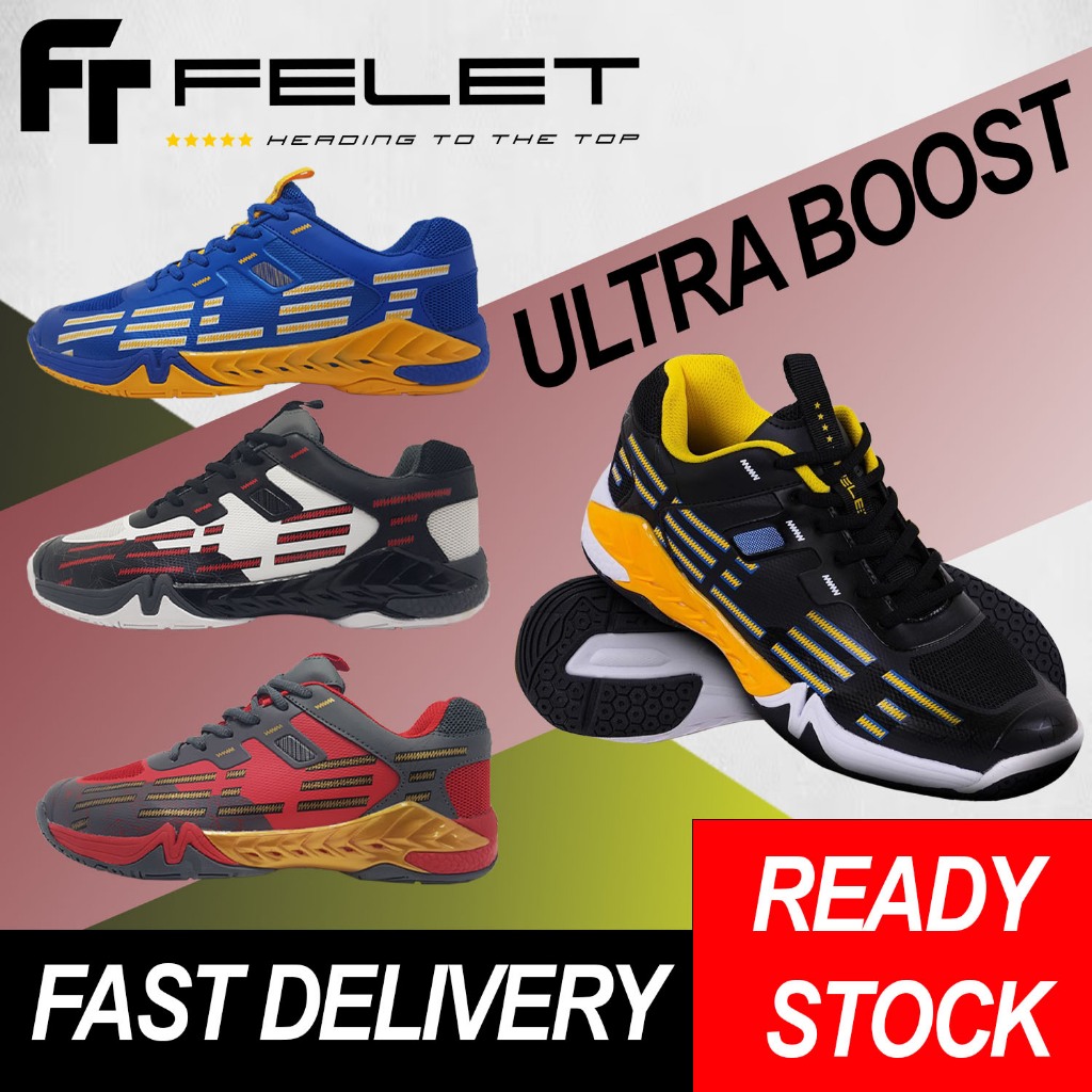 【Original】Felet Badminton Shoes Ultra Boost 4 Colour(BLACK/WHITE/BLUE ...