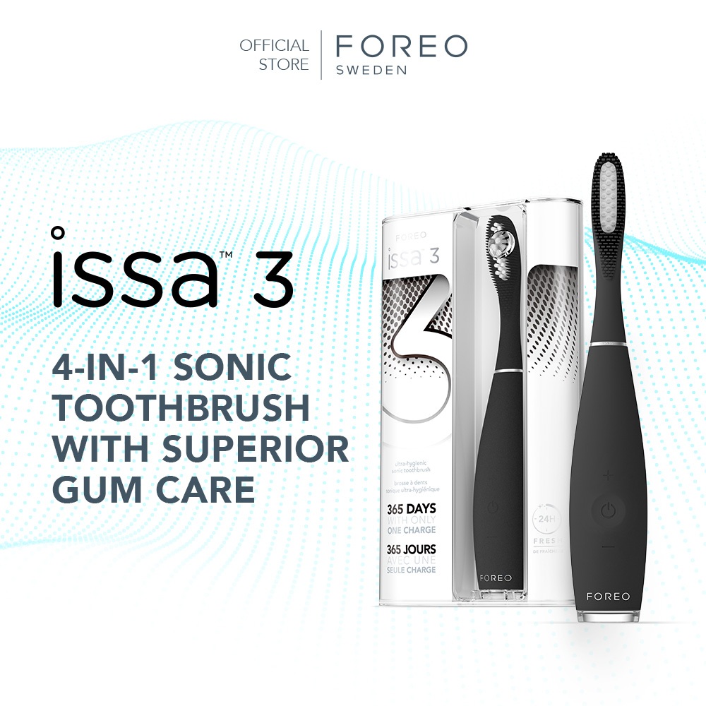 FOREO ISSA 3 Ultra-Hygienic 4-in-1 Silicone Sonic Electric Toothbrush ...