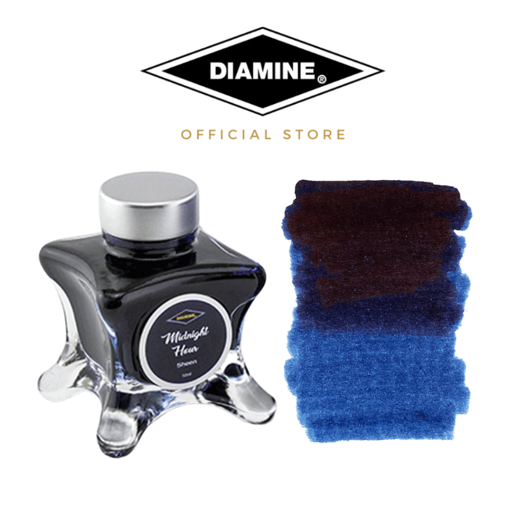 Diamine Fountain Pen Blue Edition Sheen 50ml Bottle Ink Midnight Hour ...