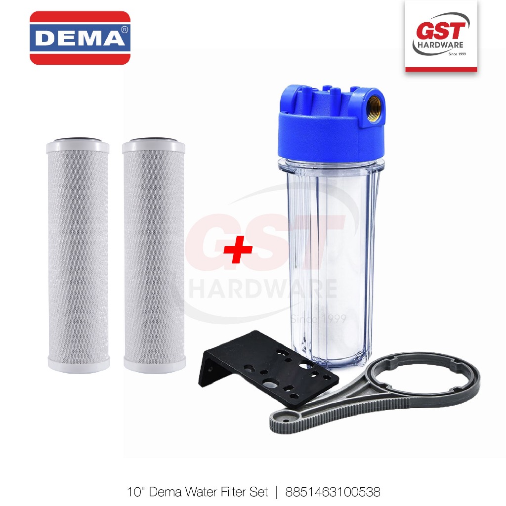 10" Dema Water Filter Set 3/4" c/w Cartridge Dema Kitchen Water Filter Air Filter Rumah Water ...
