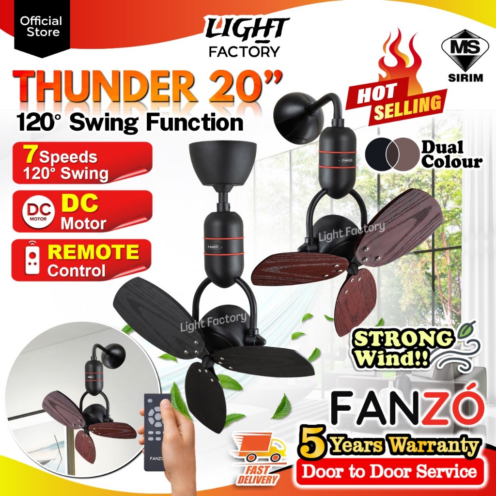 🔥SIRIM🔥 FANZÓ THUNDER | PHOENIX 20" 3 Blades DC Motor Ceiling Fan/Wall ...