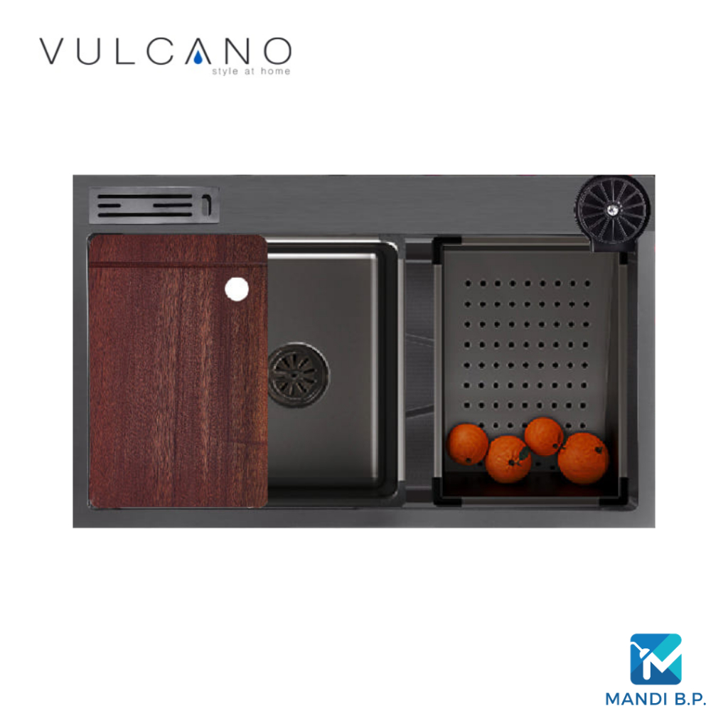 Vulcano HoneyComb Sink - V7547HC (Black) + Waterfall Tap / Kitchen ...