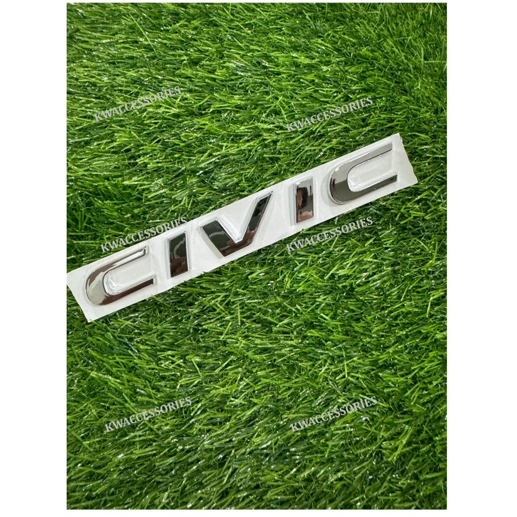 Honda Logo Chrome EMBLEM Civic FC H logo (Front & Rear & Civic & Vtec ...