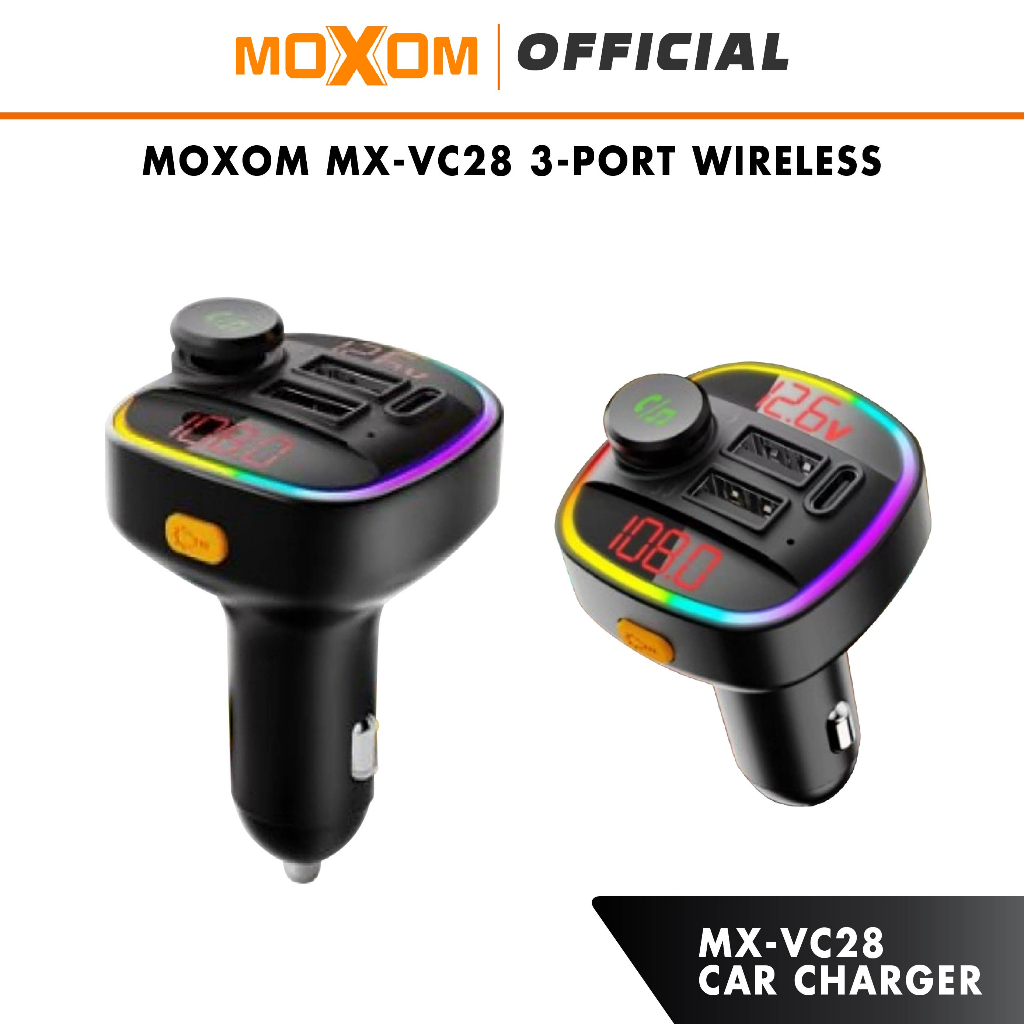 MOXOM MX-VC28 3 Ports Wireless Music Car Charger BLACK | Shopee Malaysia